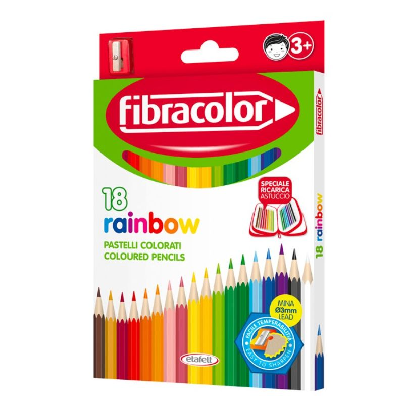 ETAFELT Fibracolor Rainbow Hexagonal colored pencil Pack of 18 Colors ...