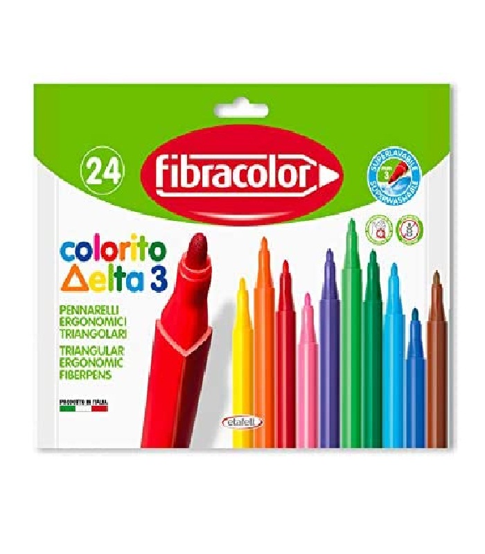 ETFELT Fibracolor Colorito Delta 3 Pack of 24 Triangular Markers Fine ...