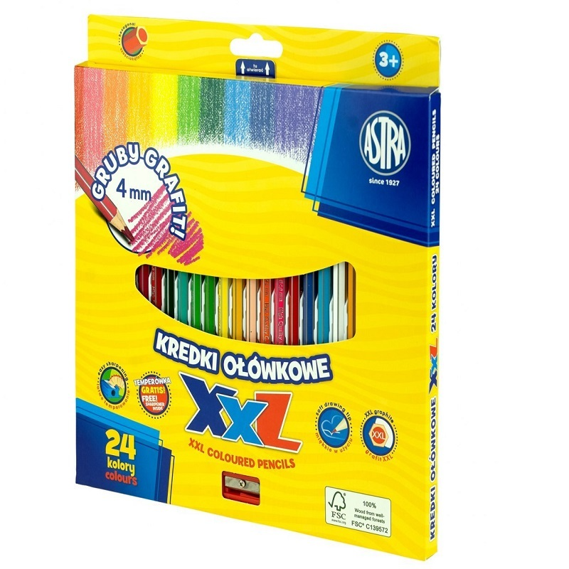 ASTRA Hexagonal colored pencils, 24 colors - lid 4mm | Office Supplies ...