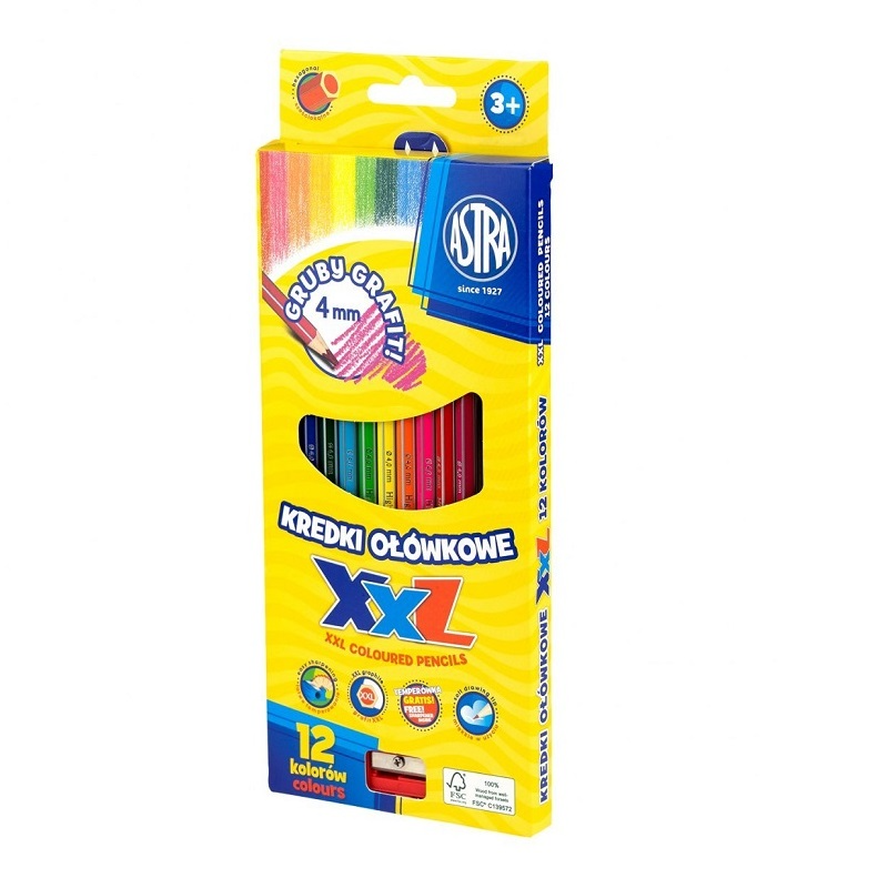 ASTRA Hexagonal colored pencils, 12 colors - lid 4mm | Office Supplies ...