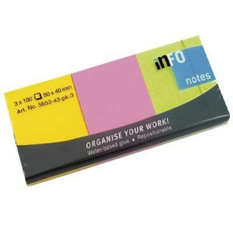 INFO Sticky Notes 50 X 40 MM | Office Supplies & More - Bakier Stationery
