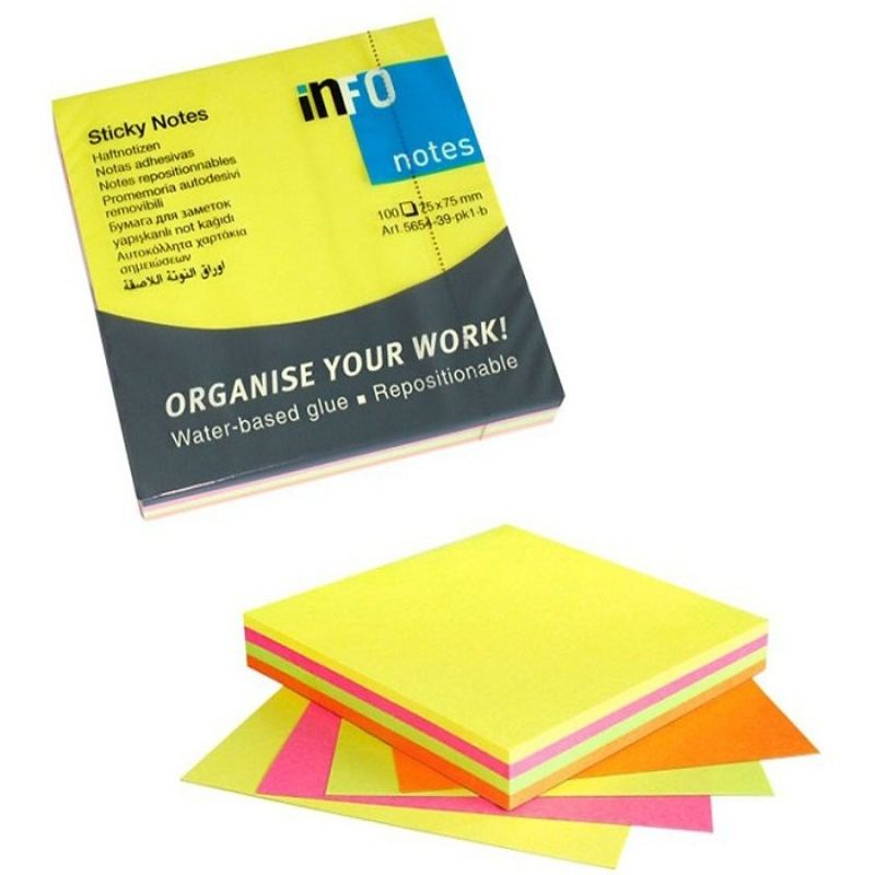 INFO Mix Sticky Notes 75 X 75 MM | Office Supplies & More - Bakier ...