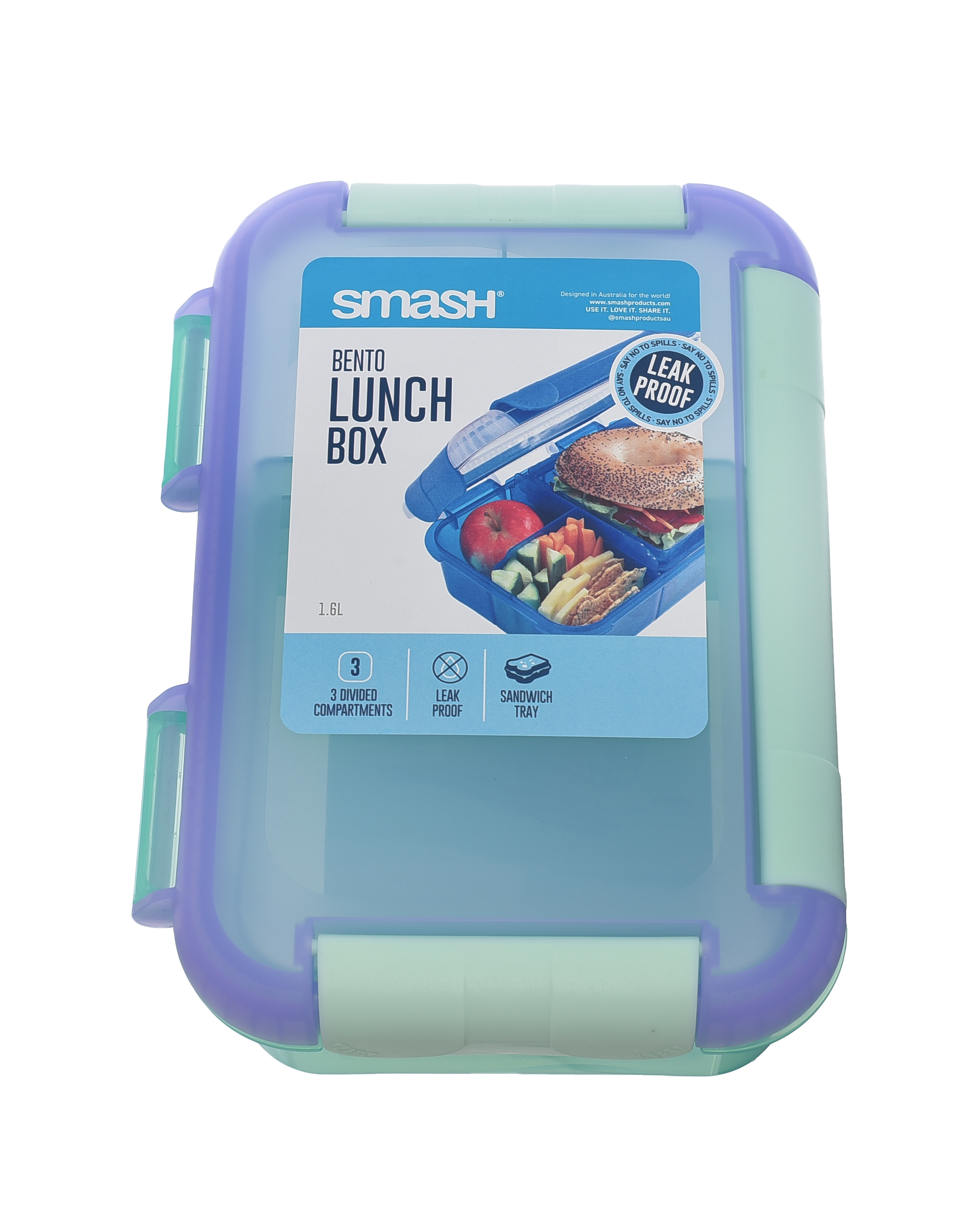 Smash Lunch Box Bento Large 1.6 L Teal With Purple | Office Supplies ...
